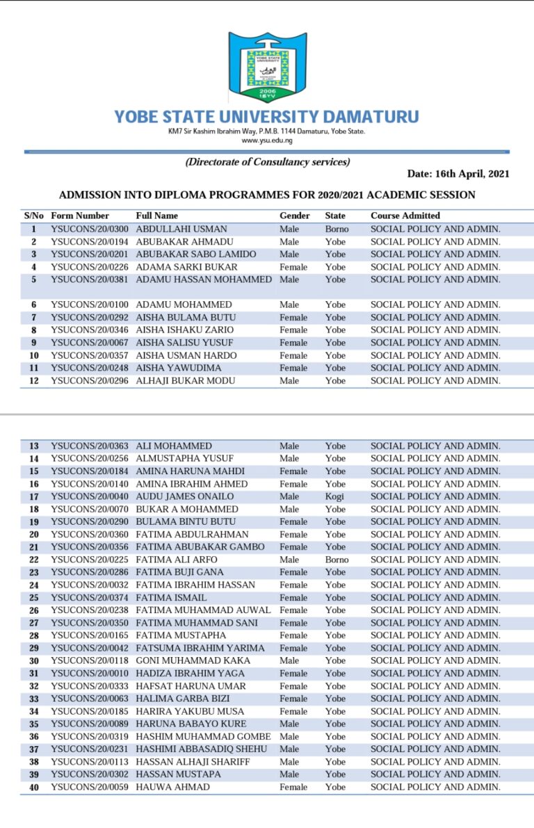 YOBE STATE UNIVERSITY - Damaturu-Nigeria